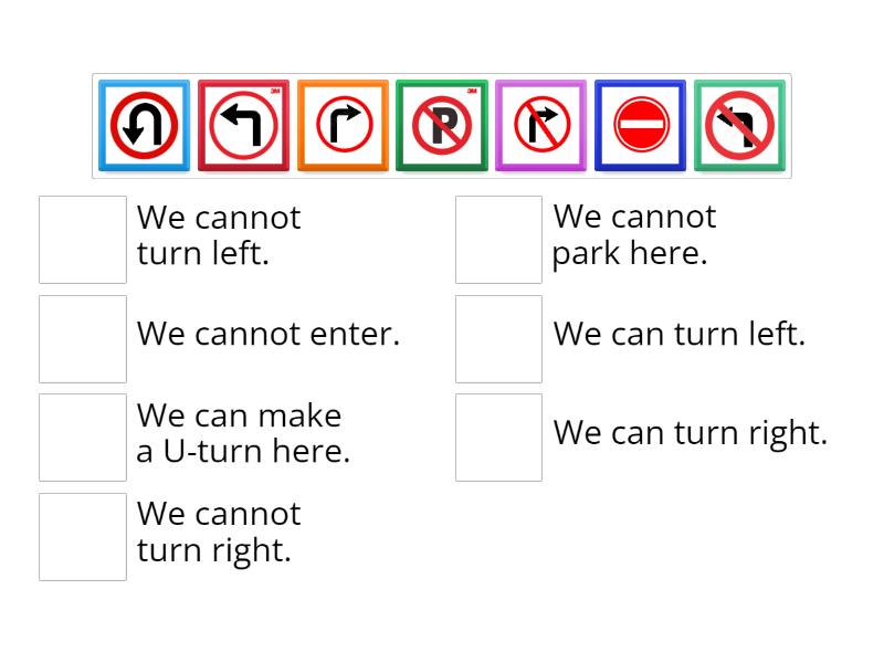 Match the road signs with the sentences correctly. - Une las parejas