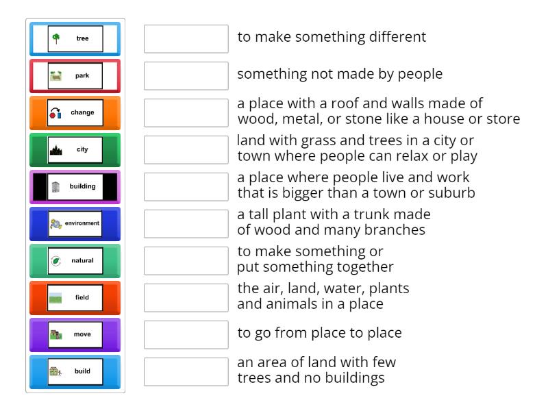 ULS Unit 8 The Environment Around Us - Match up