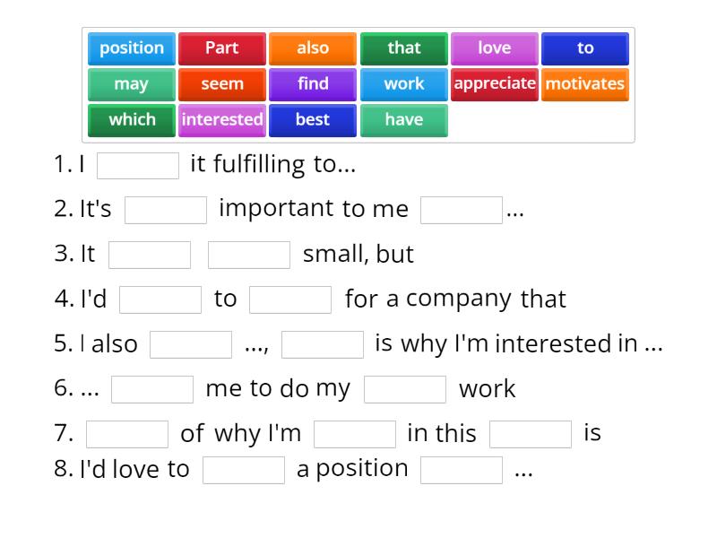 Values: Phrases - Complete the sentence