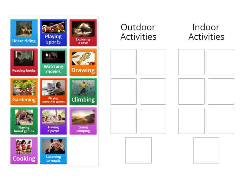 Indoor vs Outdoor Activities - Group sort