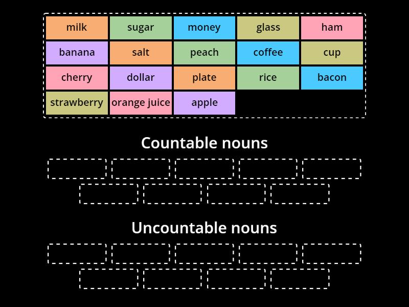 Countable and uncountable nouns - Group sort