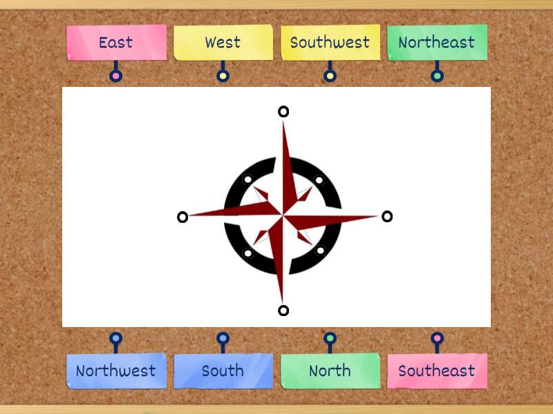 Compass Rose w/ Cardinal & Intermediate Directions - Labelled diagram