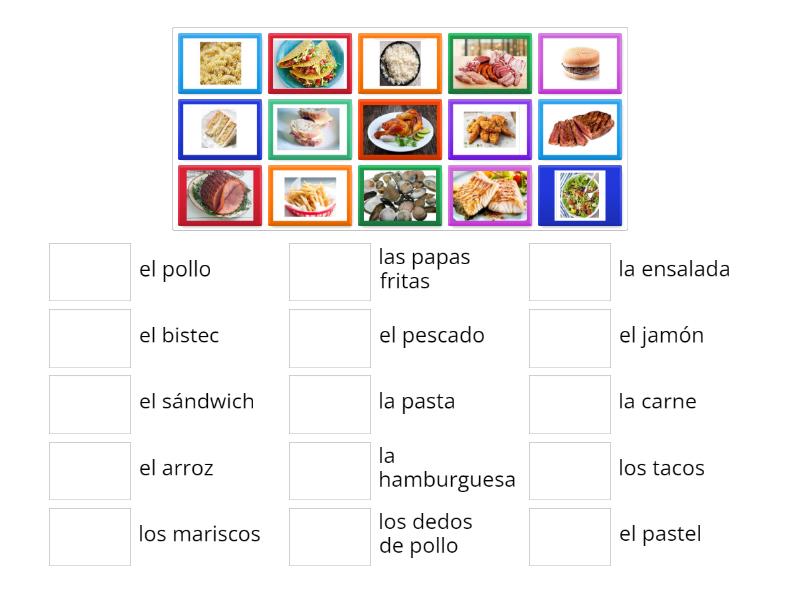 La comida- los platos principales - Match up