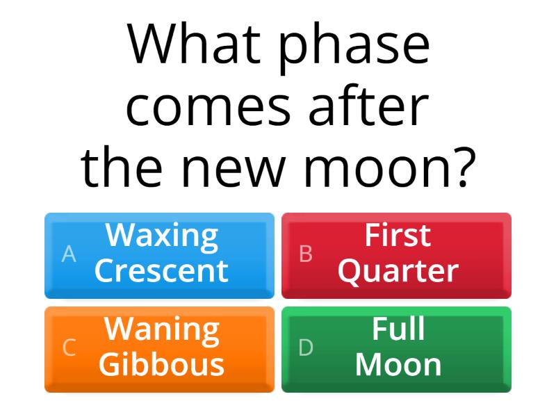 Phases of the Moon - Grade 5 - Quiz