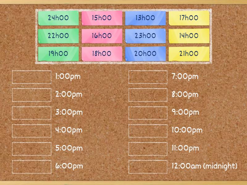 24 HOUR CLOCK - Match up