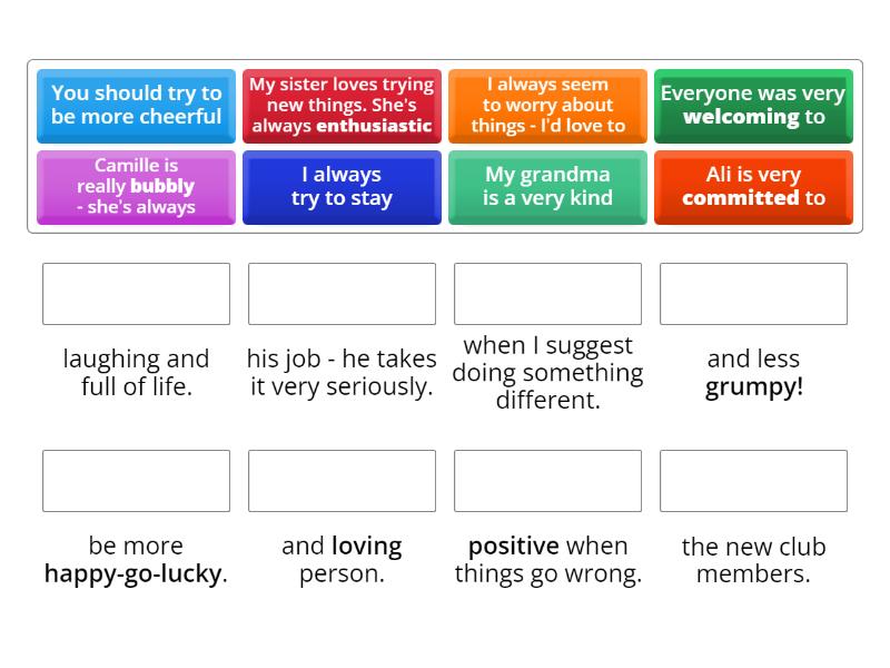 B2 Vocabulary: Personality Adjectives - Match up