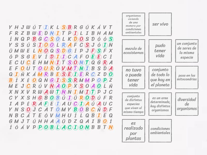 sopa de letras biologia - Wordsearch