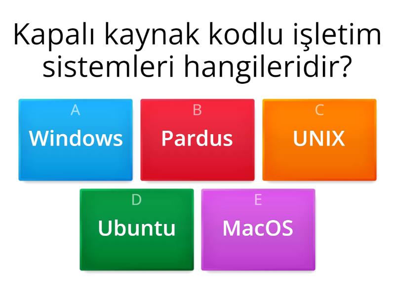 Kapalı kaynak Kodları Testi - Quiz