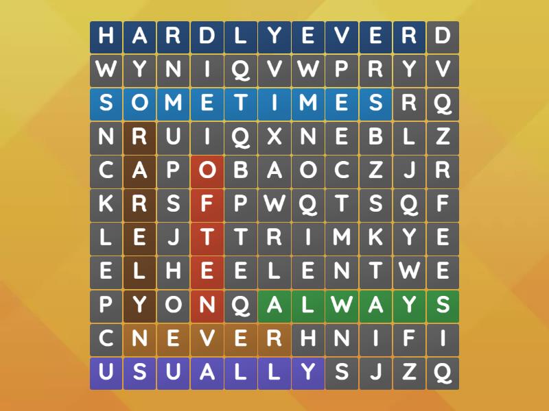 adverbs of frequency - Wordsearch