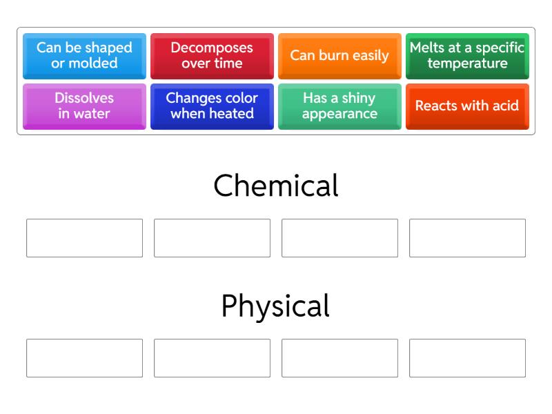 Describing the physical and chemical properties of matter - Group sort