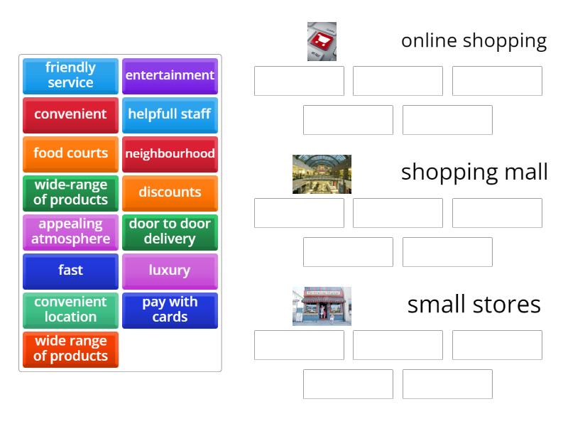 mega goal 3.2 words connected with shopping habits - Group sort