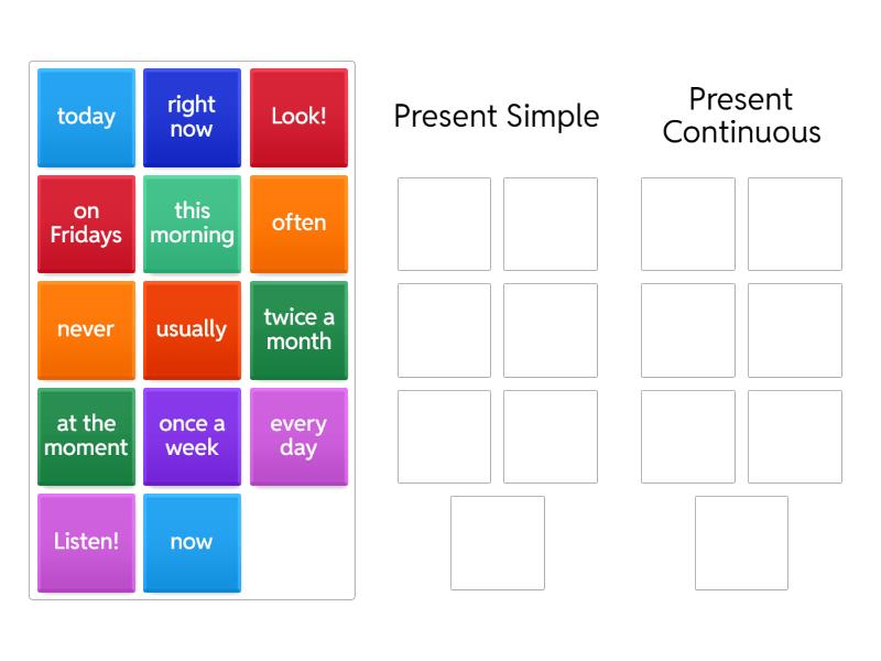 Present Simple vs Present Continuous: Time expressions - Organizza per ...