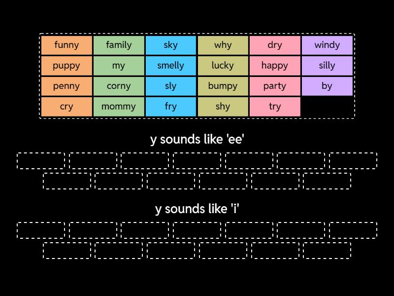 Y Ending Sounds Sort - Ordenar por grupo