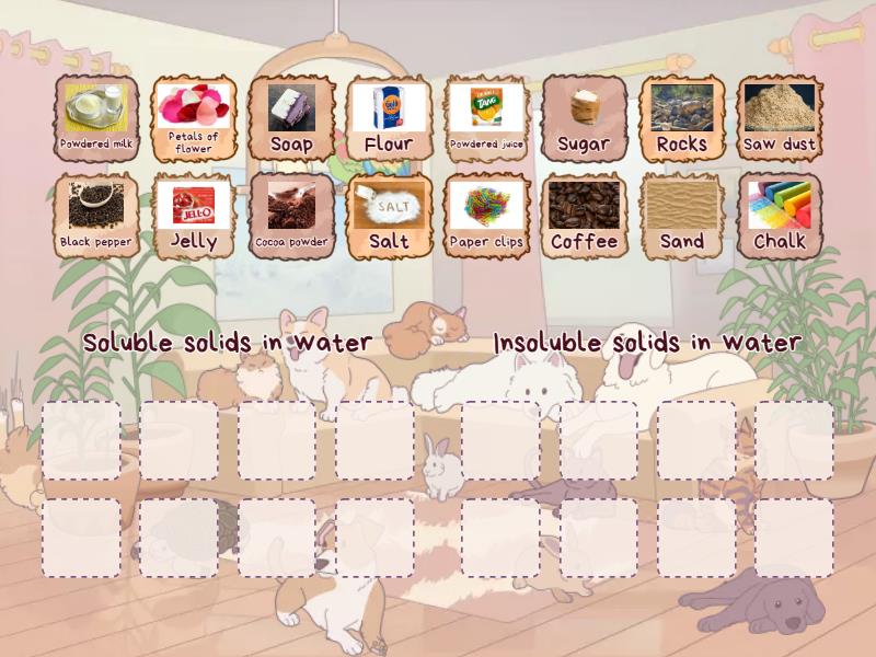Soluble and Insoluble solids in water () - Group sort
