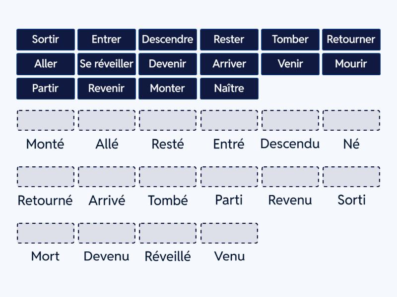 Les participes passés verbes conjugués avec être - Match up