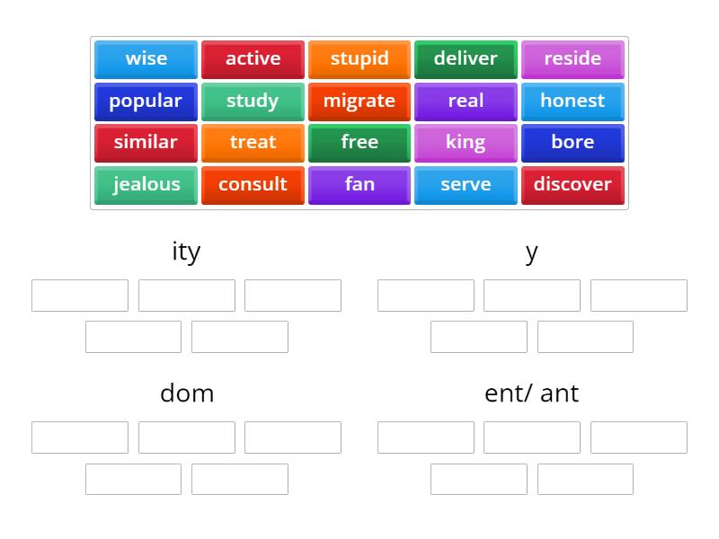 Nouns suffixes - Group sort