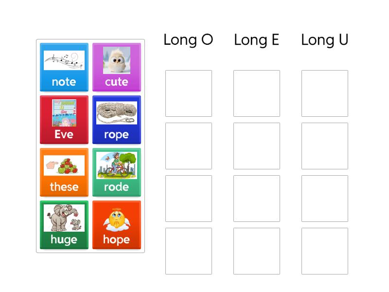 vowel (long E / long O / long U) - Group sort