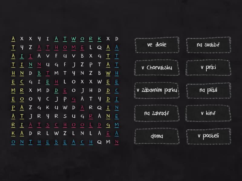 Project 2, Unit 3a (with Prepositions) - Wordsearch