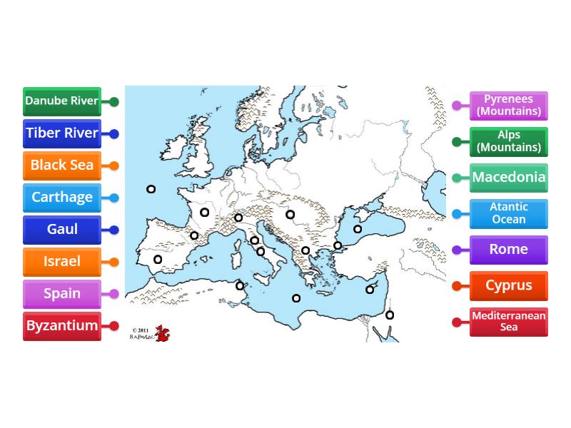 Ancient Rome Map - Labelled diagram