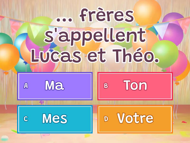 Cap sur 1.1. Les adjectifs possessifs avec la famille - Quiz