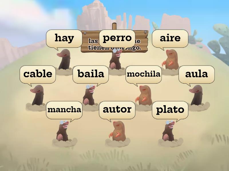 Sílabas con diptongos ai, au, ay, - Whack-a-mole