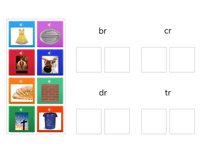 sorting blends- br cr dr tr (press the sound button to hear the word ...