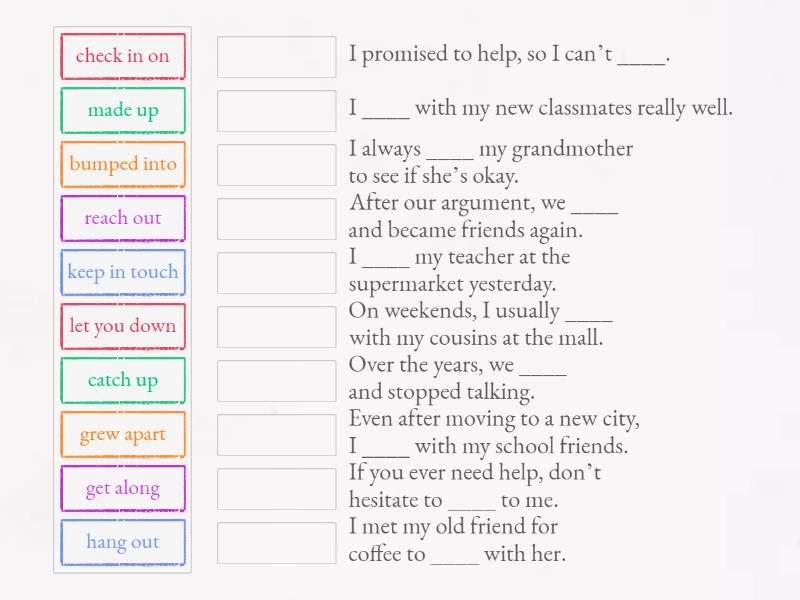 Phrasal verbs (friendship) - Match up