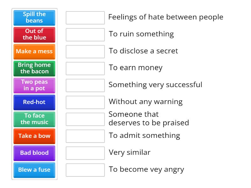 Idiomatic expressions - Match up