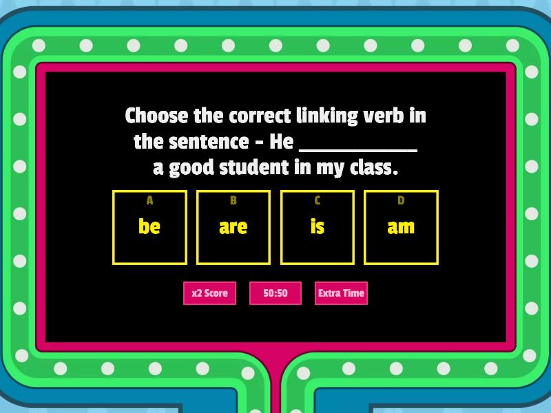 Linking and Action Verbs Quiz - Gameshow quiz