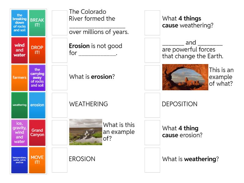 Weathering and Erosion Quiz - Match up