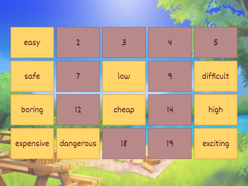 GG2 Unit 4.2 opposite adjectives - Parejas