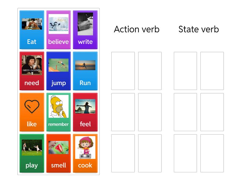 action verbs & state verbs - Group sort