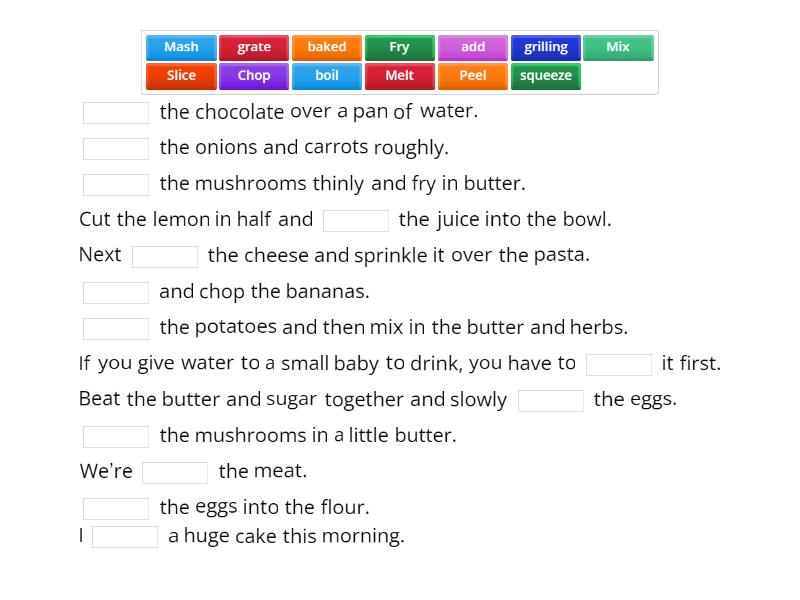Verbs (food) - Complete the sentence