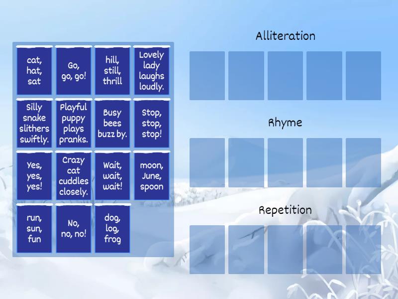 1.3 - Week 1 - Alliteration, Rhyme, Repetition - Group sort
