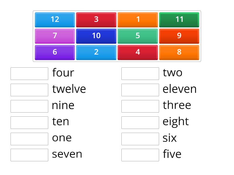 Number match 1-12 - Match up