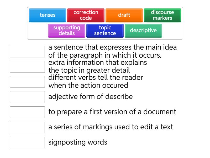 Week 4 vocabulary - Match up