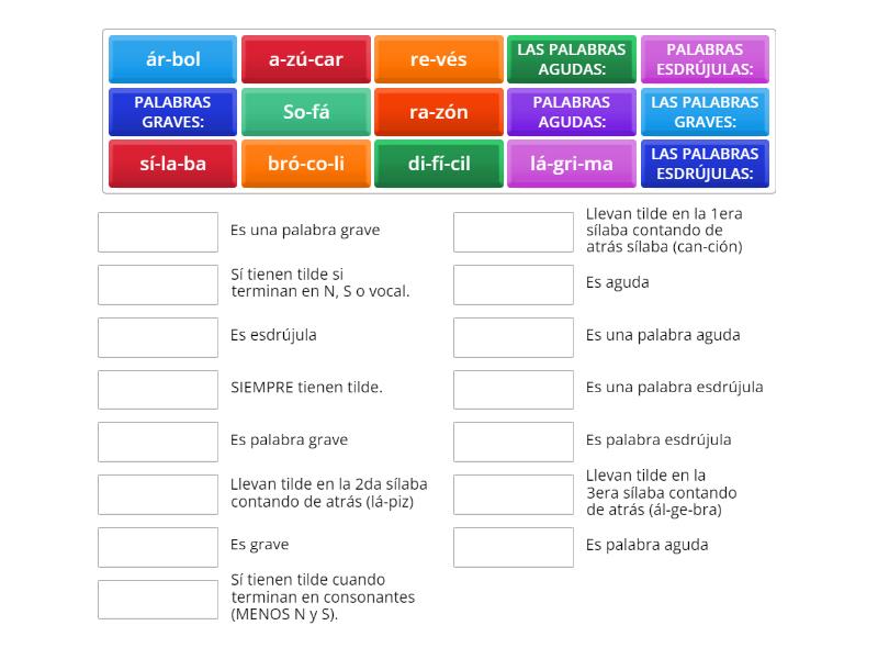La tilde - reglas de acentuación - Match up
