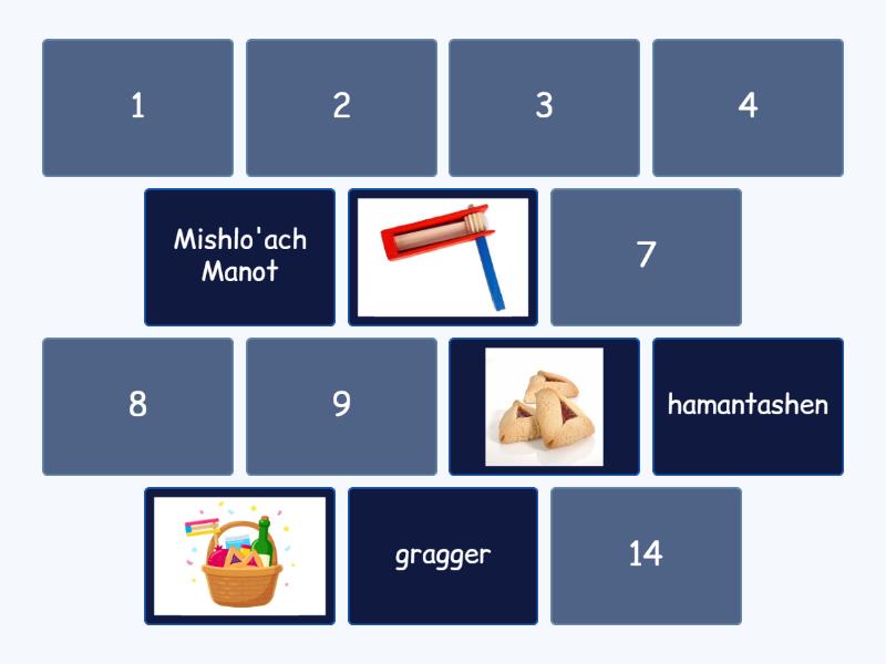 Intermediate - Purim matching game - Matching pairs