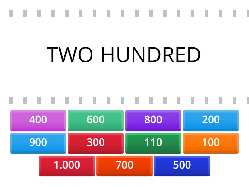 NUMBERS 100-1000 - Find the match