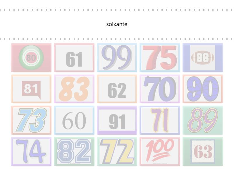 Les nombres 60-100 - Find the match