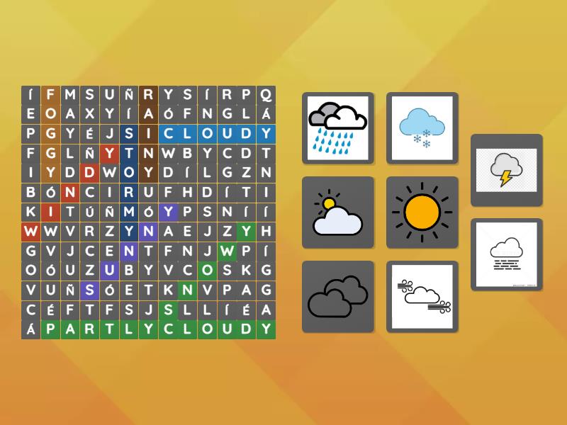 FIND THE WEATHER ADJECTIVES - Caça-palavras