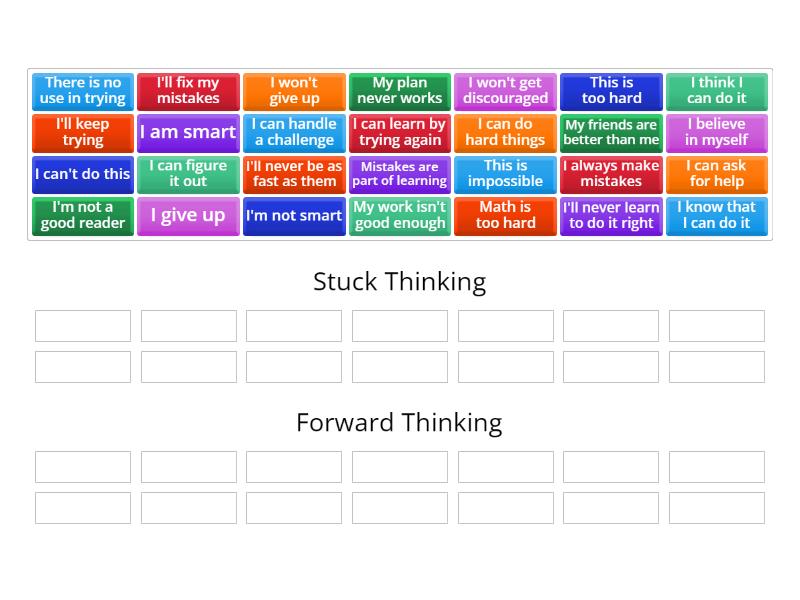 Flexible vs Stuck thinking - Group sort