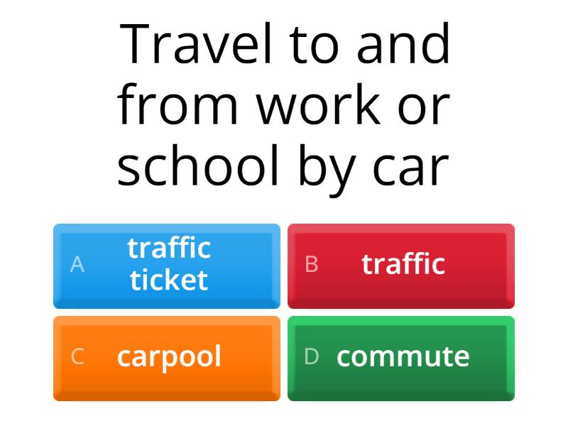 Driving cars vocabulary - Quiz