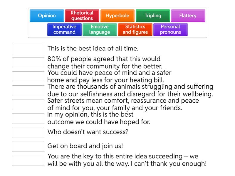 Persuasive Techniques - Match up