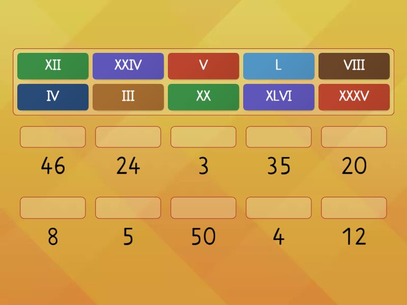 Roman Numerals 1 - 50 - Match up