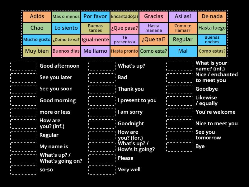 OBJ 2 & 3 - Saludos y Despedidas - Match up
