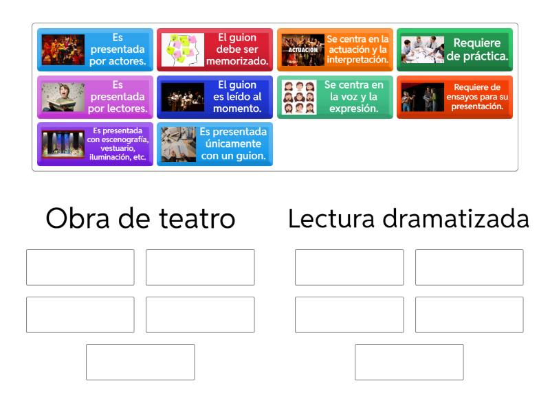 Obra de teatro y lectura dramatizada - Ordenar por grupo