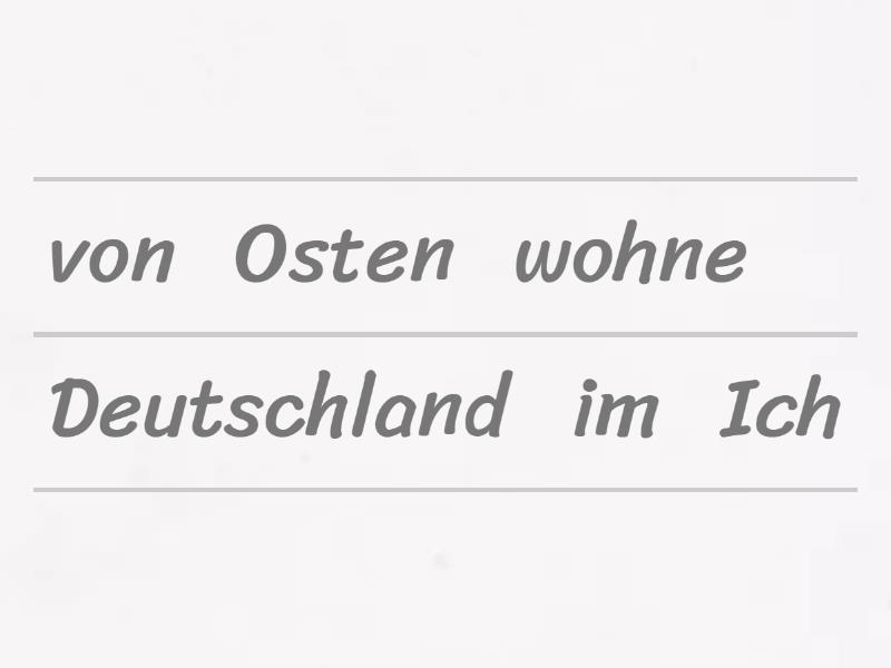 Wo ich wohne - Unjumble