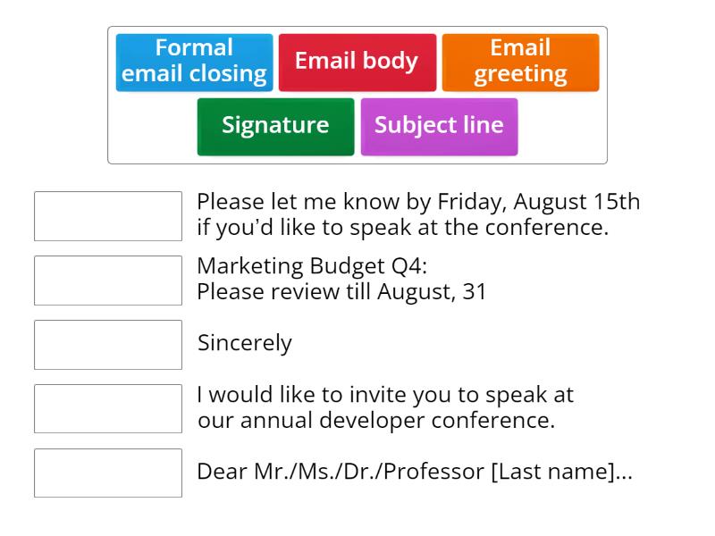 Formal email structure - Match up