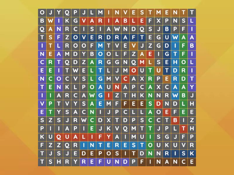 Personal Finance Vocabulary search - Wordsearch